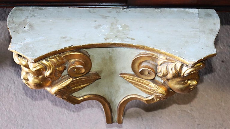 Antique Venetian Architectural Painted and Gilded Putti Wall Shelf ...