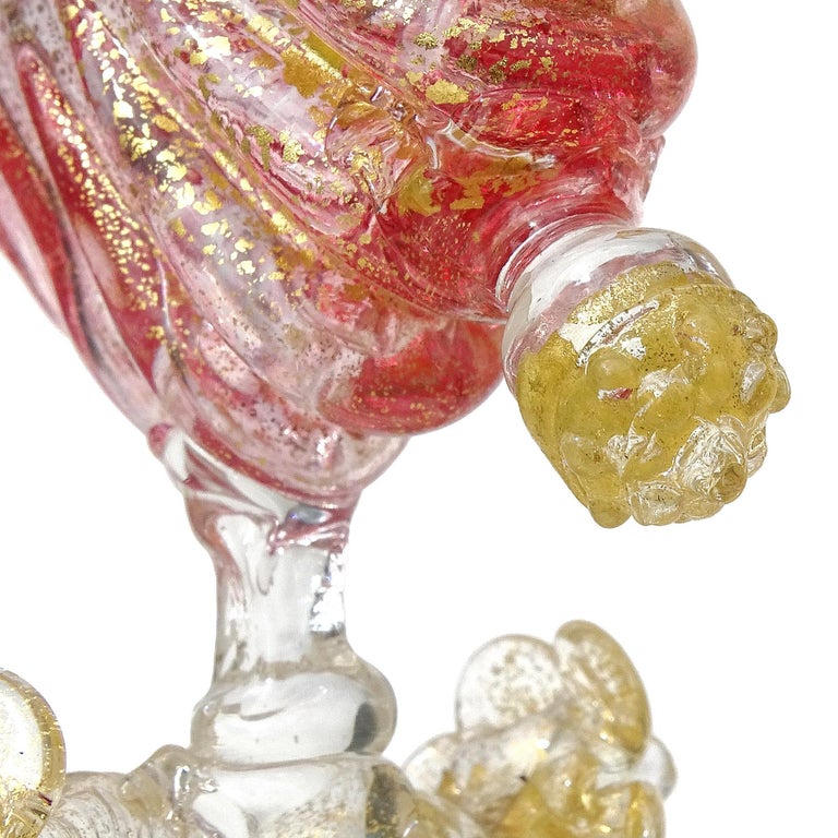 Antique Venetian Murano Pink Gold Leaf Italian Art Glass Twist Stem ...