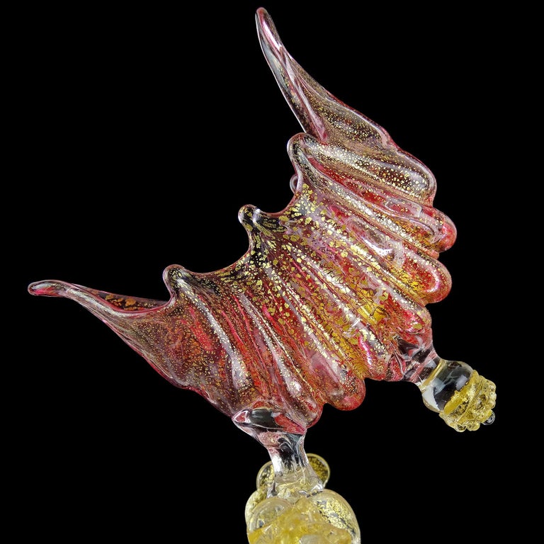 Antique Venetian Murano Pink Gold Leaf Italian Art Glass Twist Stem ...