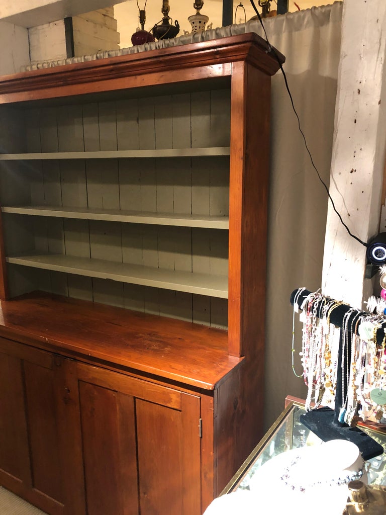 Antique Very Large Pine and Poplar China Cabinet Hutch at 1stDibs