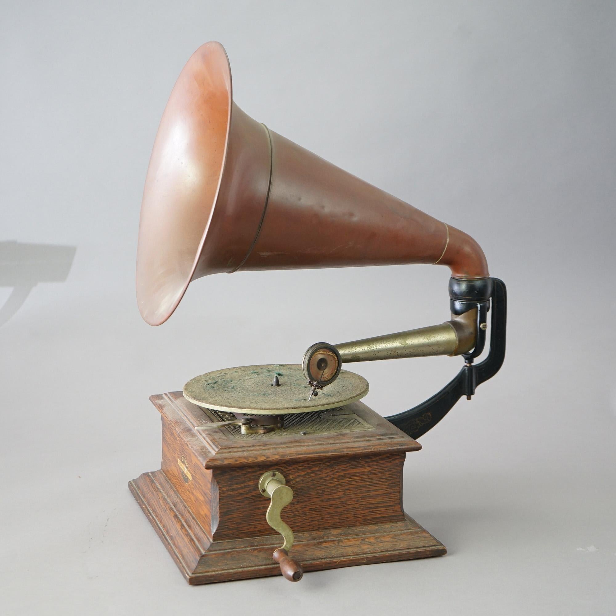 Antique Victor Victrola School Zon-o-phone Disc Phonograph and Bell ...