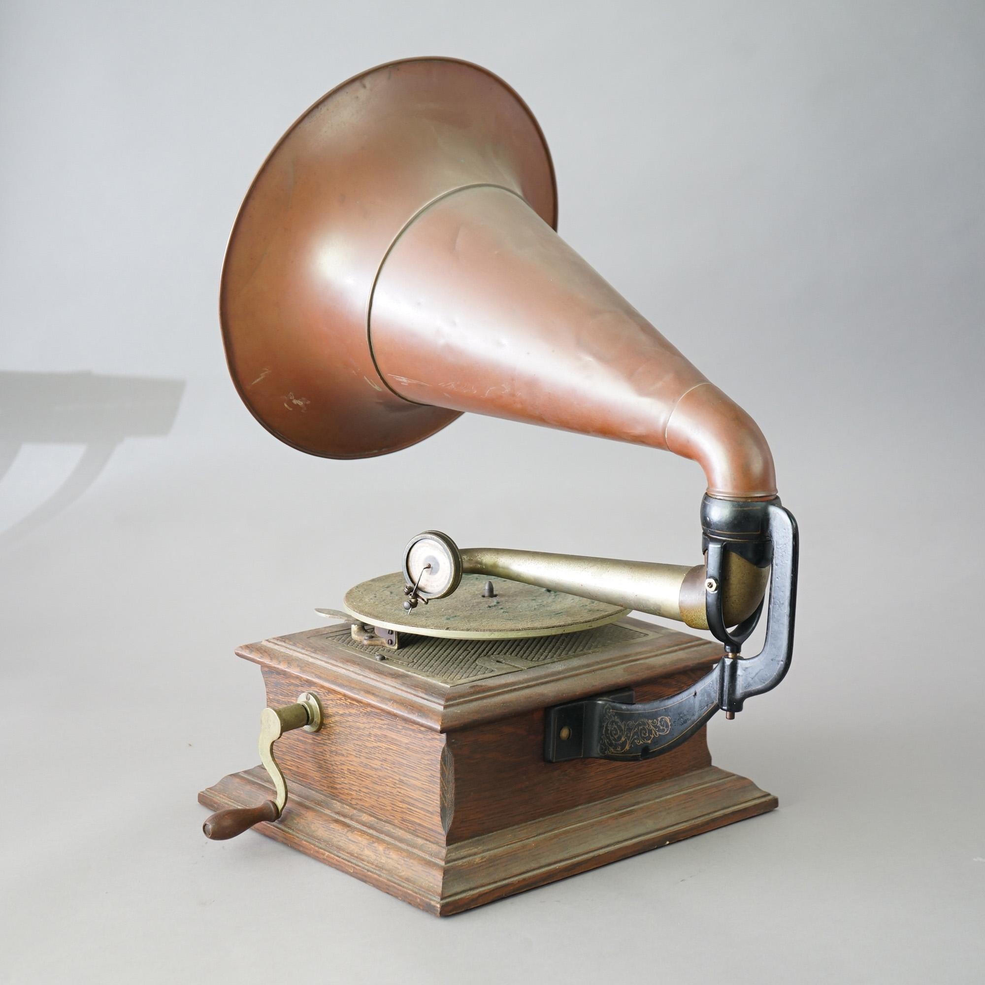 Antique Victor Victrola School Zon-o-phone Disc Phonograph and Bell ...