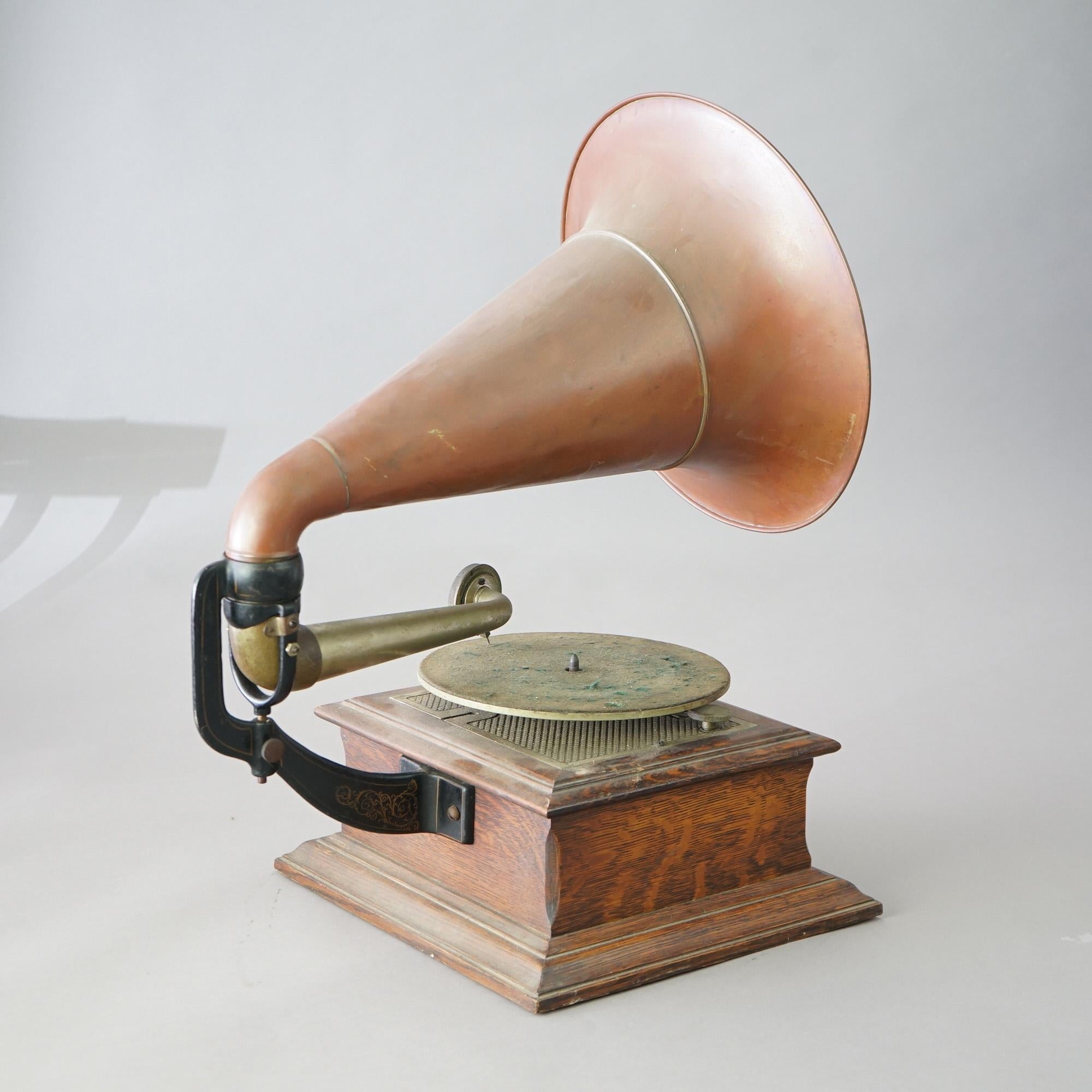 Antique Victor Victrola School Zon-o-phone Disc Phonograph and Bell ...