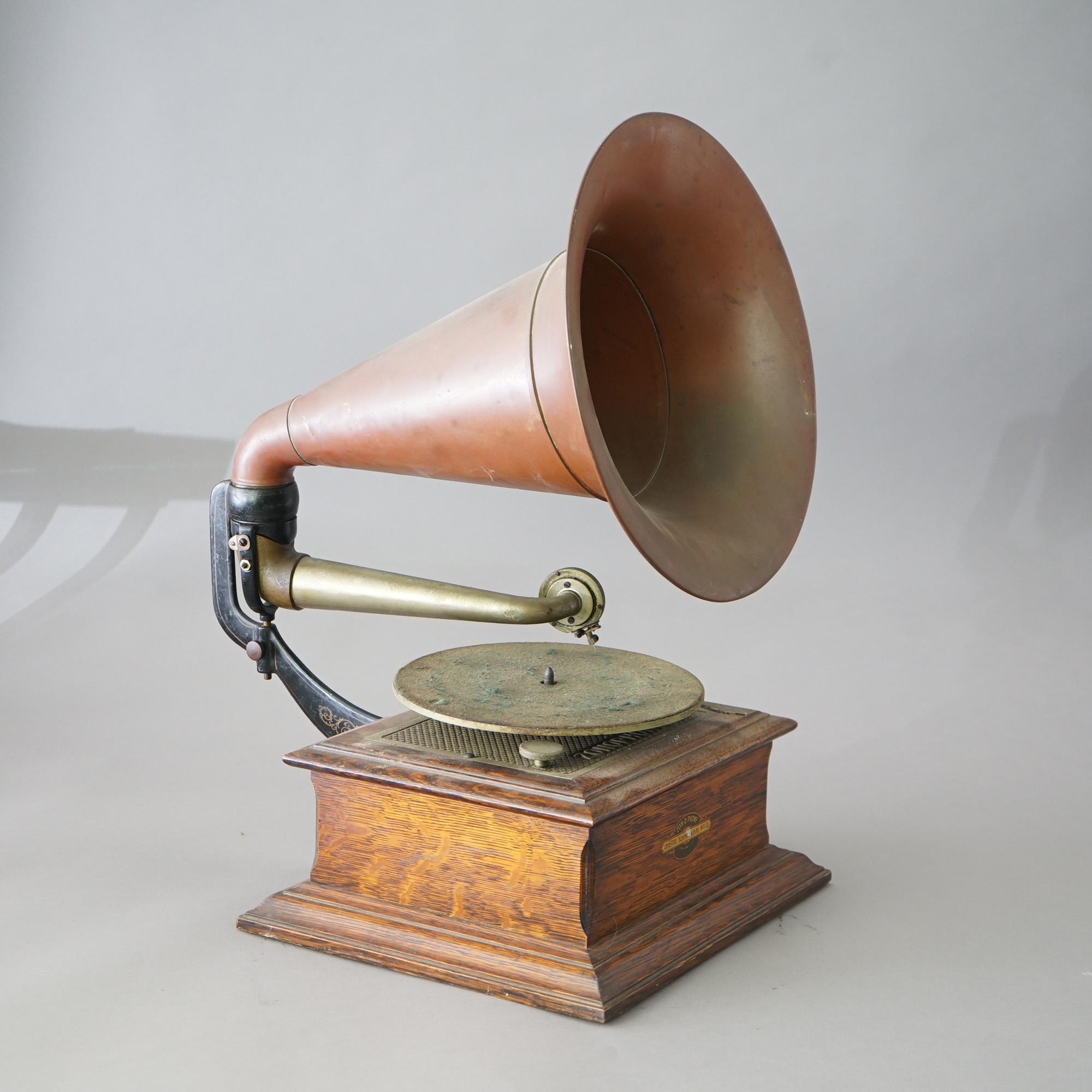 Antique Victor Victrola School Zon-o-phone Disc Phonograph and Bell ...