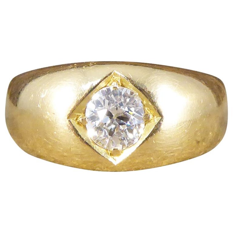 Antique Victorian 0.50 Carat Diamond Gypsy Set Ring in 18 Carat Yellow ...