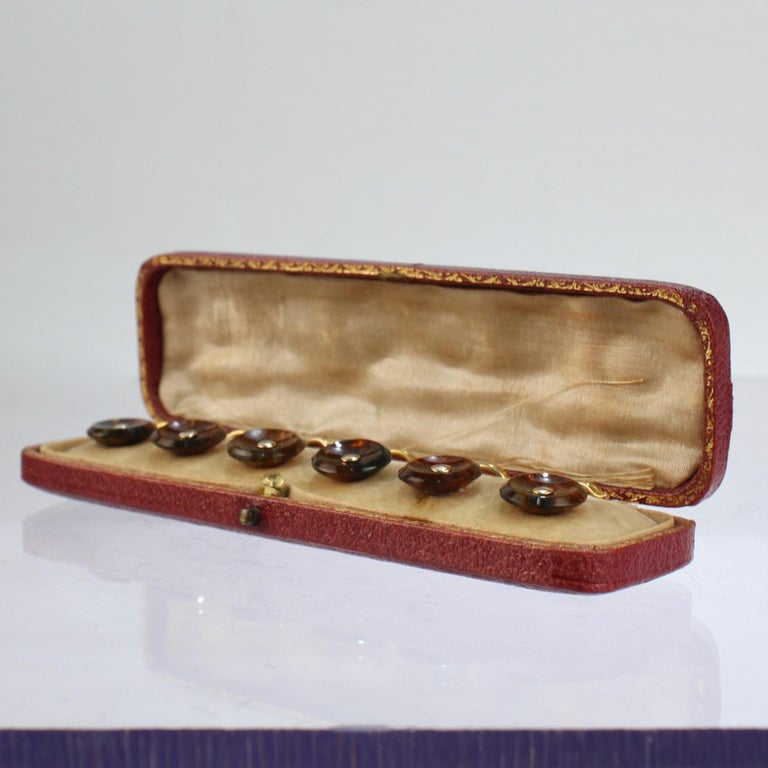 Victorian 10 Karat Gold and Red Moss Agate Shirt Button Set and ...