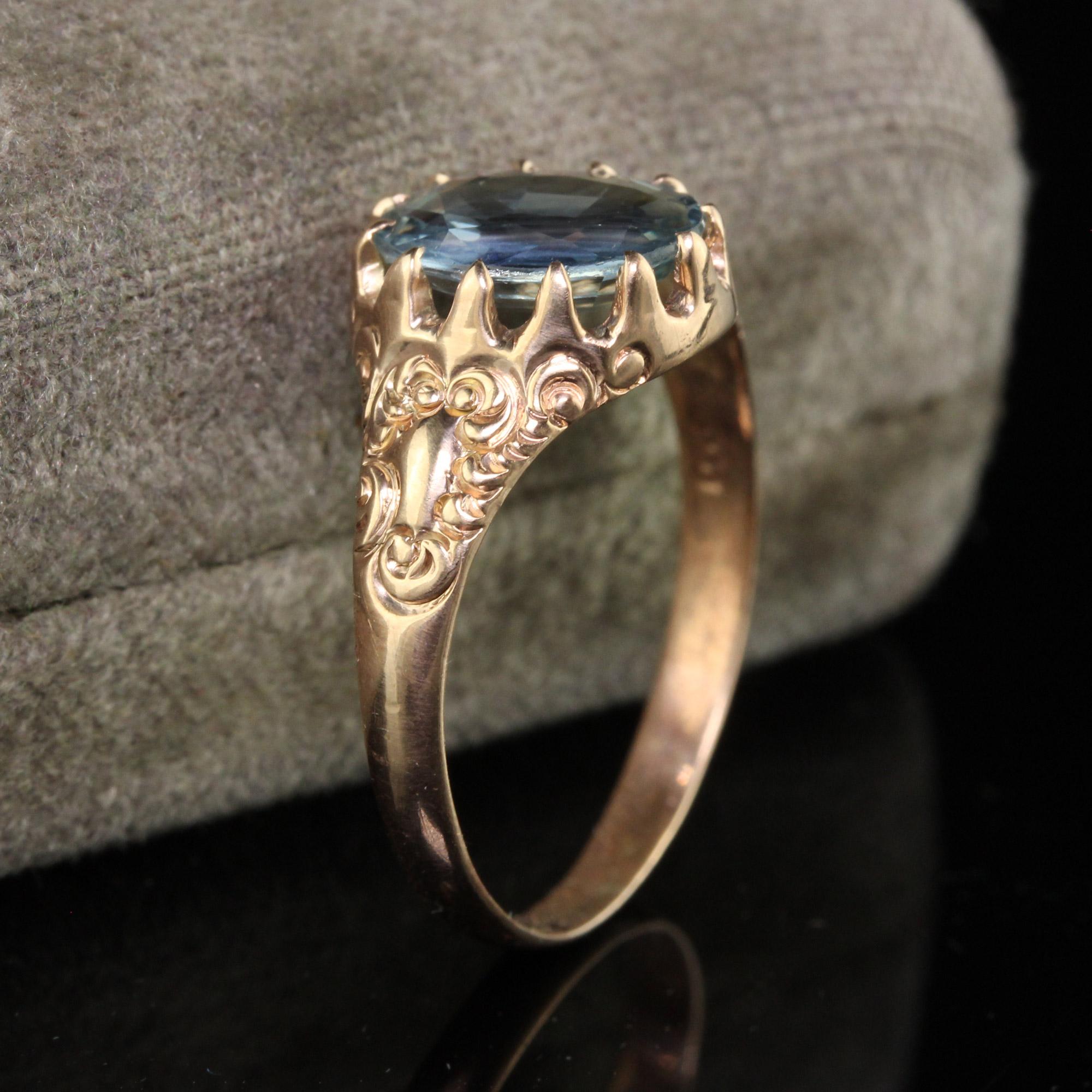 Antique Victorian 10K Yellow Gold Natural Unheated Sapphire Engagement ...