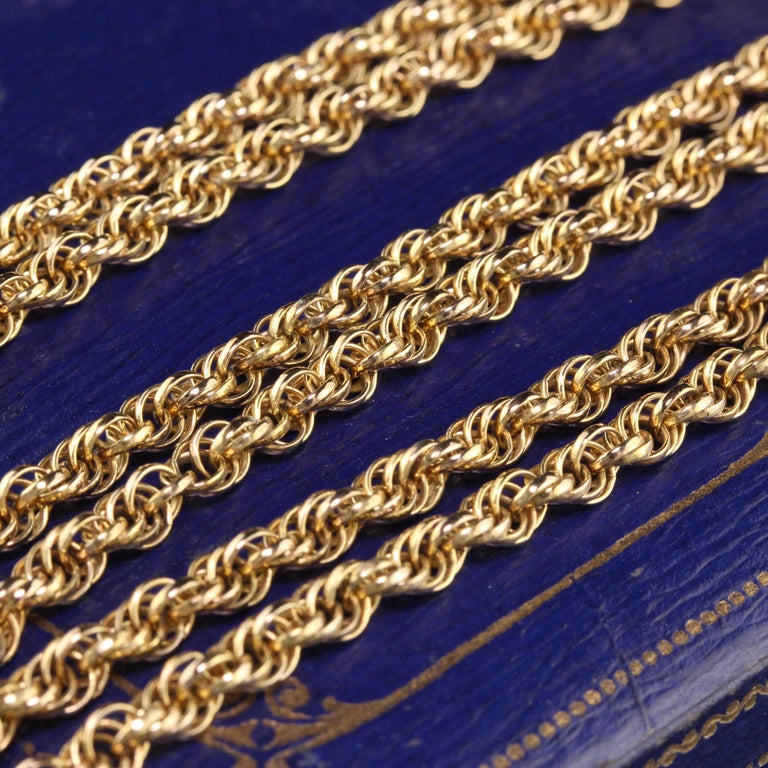 Antique Victorian 10k Yellow Gold Rope Link Chain Necklace For Sale at ...