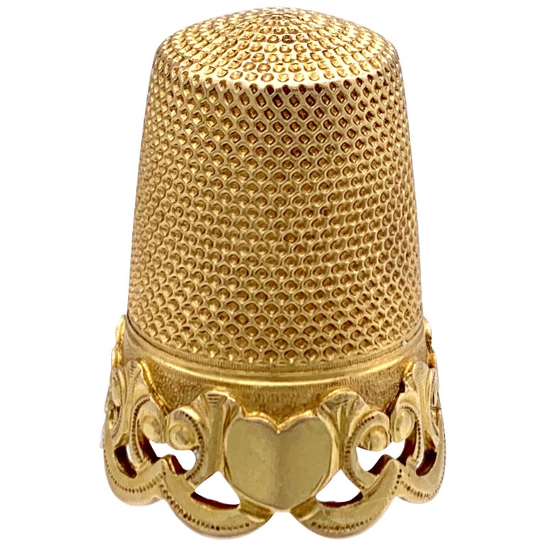 Antique Victorian 14 Karat Gold Thimble Heart at 1stDibs