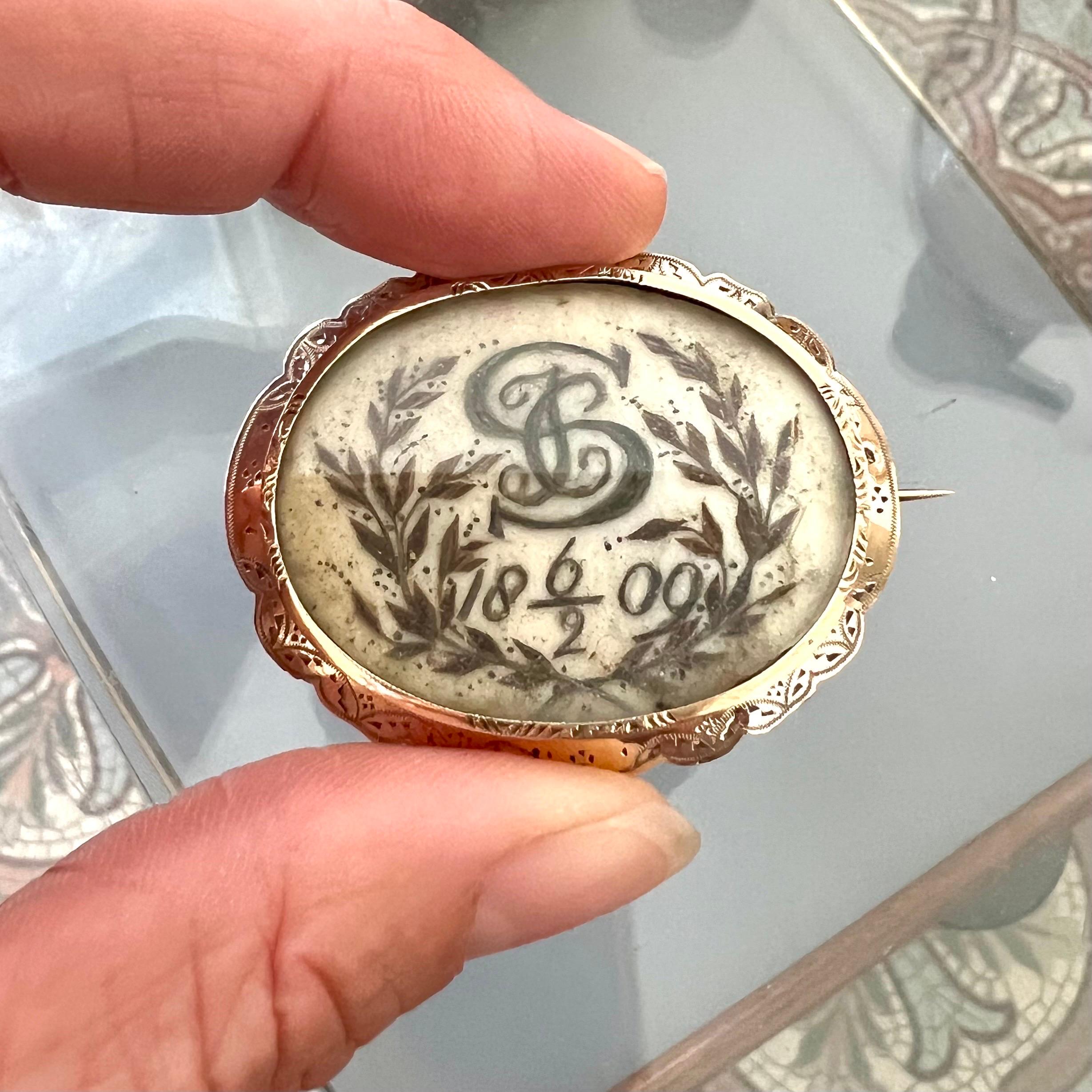 Antique Victorian 14K Gold and Silver Mourning Remembrance Brooch For ...