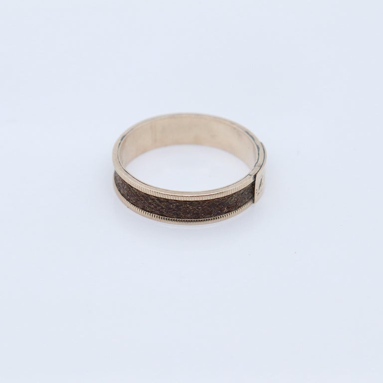 Antique Victorian 14k Gold and Braided Hair Art Mourning Band Ring For ...
