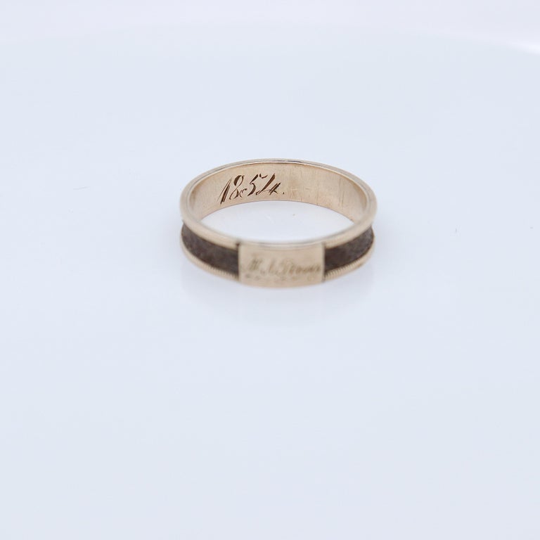 Antique Victorian 14k Gold and Braided Hair Art Mourning Band Ring For ...