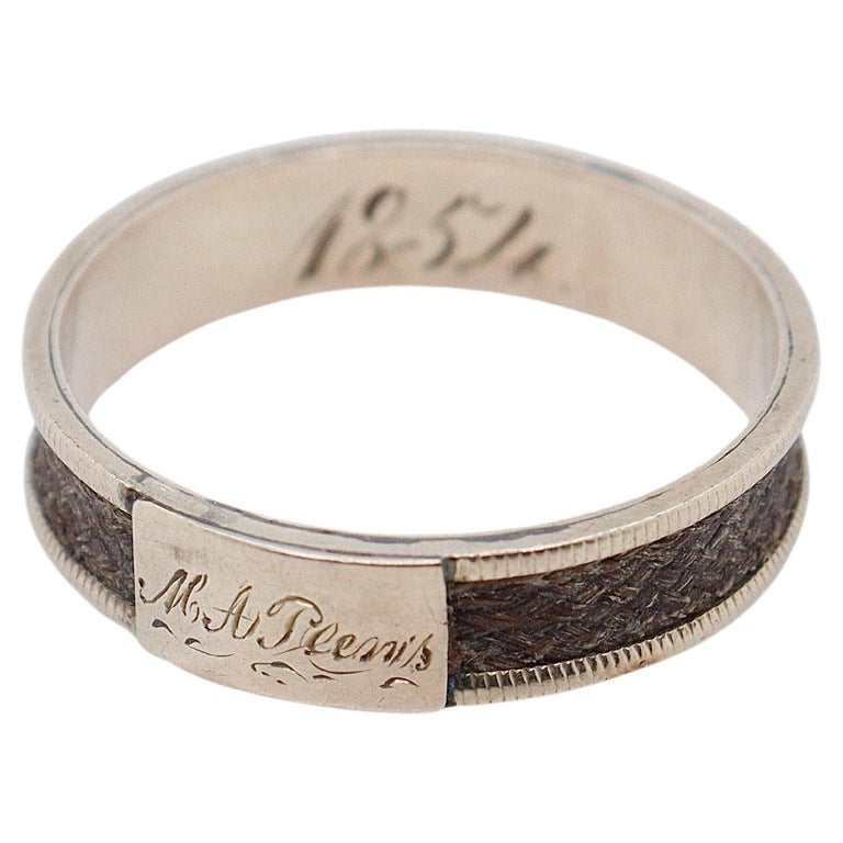 Antique Victorian 14k Gold and Braided Hair Art Mourning Band Ring For ...