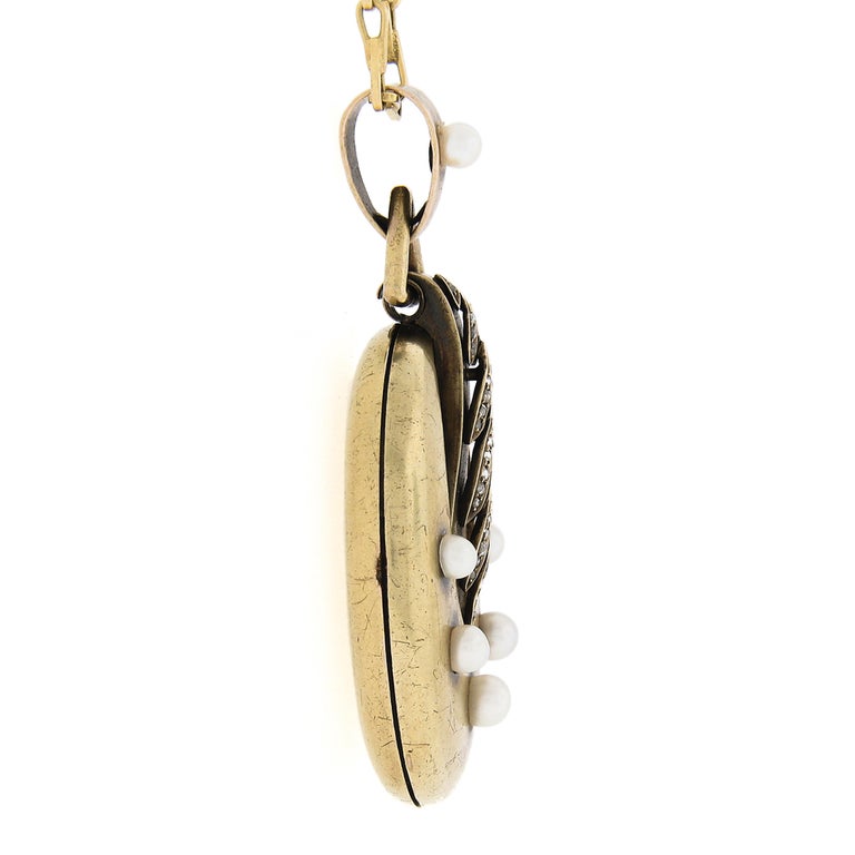 Antique Victorian 14k Gold Diamond and Pearl Locket Pendant and Fancy ...