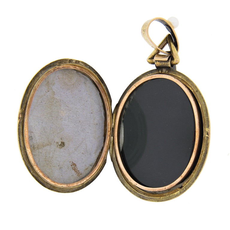 Antique Victorian 14k Gold Diamond and Pearl Locket Pendant and Fancy ...