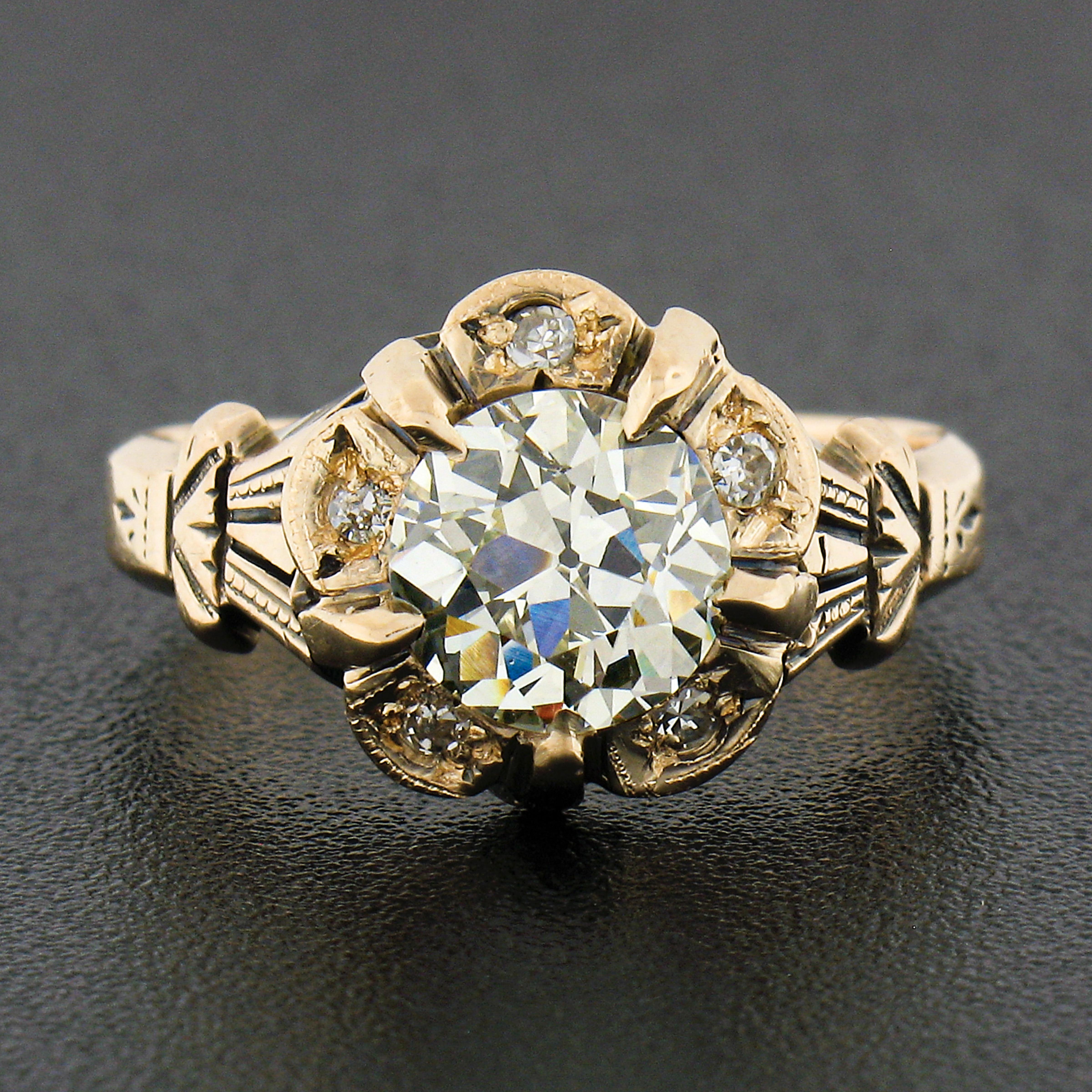 Antique Victorian 14k Gold GIA European Diamond Flower Basket ...