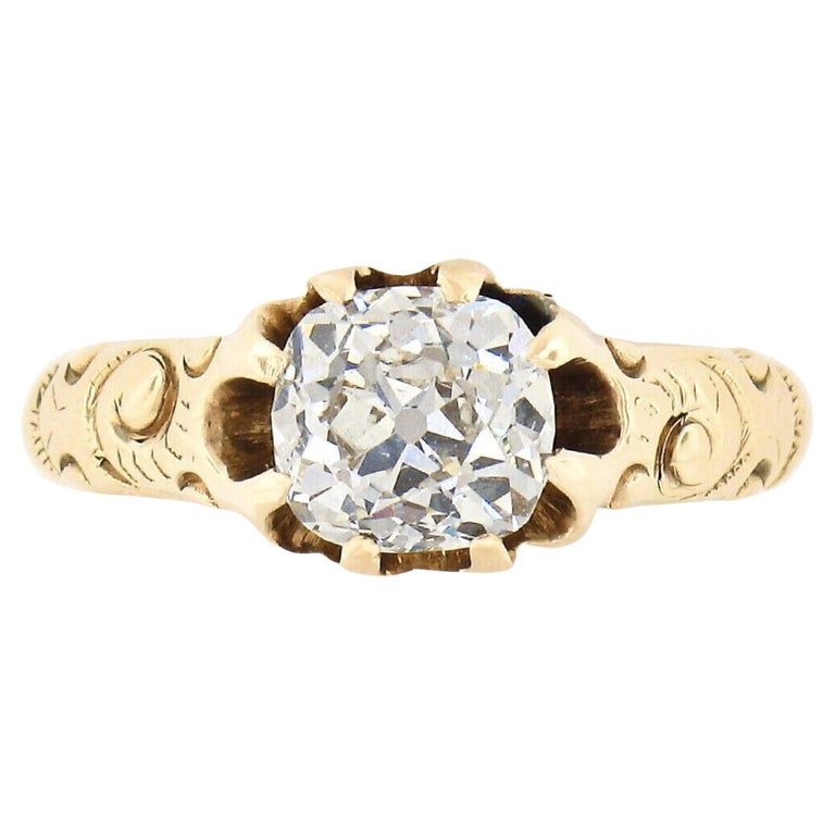 Antique Victorian 14k Gold GIA Old Mine Diamond Belcher Set Solitaire ...