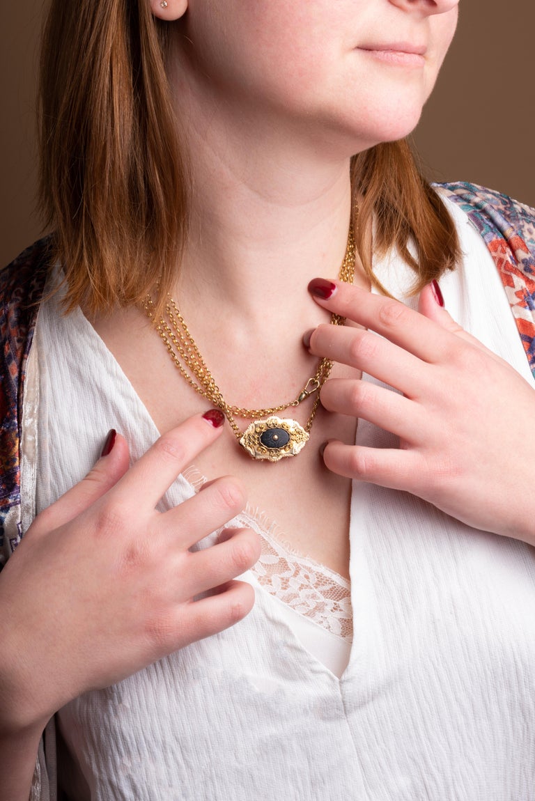 Antique Victorian 14K Gold Muff Chain, Antique Gold Slider Chain at 1stDibs