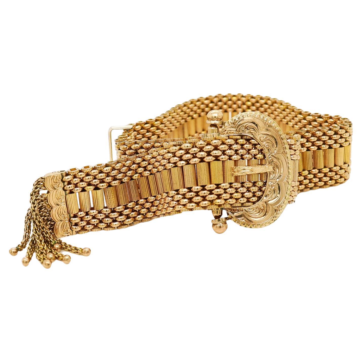 Vintage 14 Karat Gold and Multi-Gemstone Slide Bracelet For Sale at ...