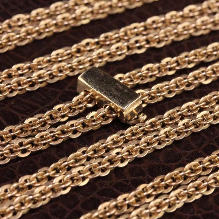 Antique Victorian 14k Yellow Gold Cable Link Chain Necklace For Sale at ...