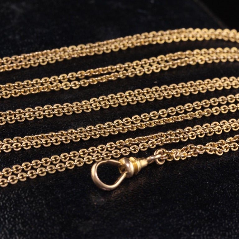 Antique Victorian 14k Yellow Gold Cable Link Chain Slider Necklace For ...