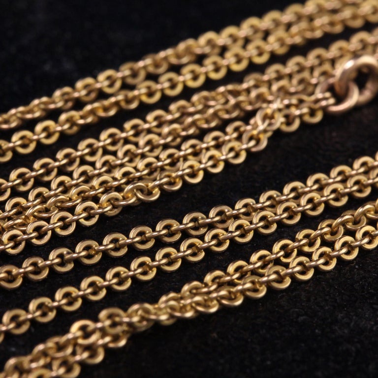 Antique Victorian 14k Yellow Gold Cable Link Chain Slider Necklace For ...