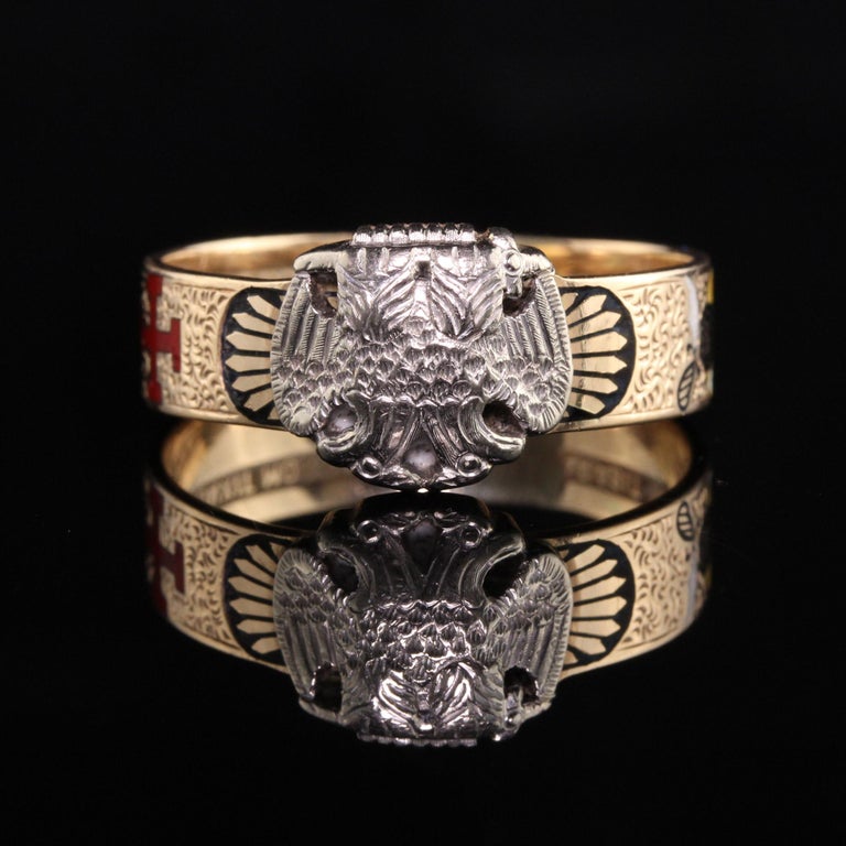 Antique Victorian 14K Yellow Gold Masonic 32nd Degree Order Ring at ...