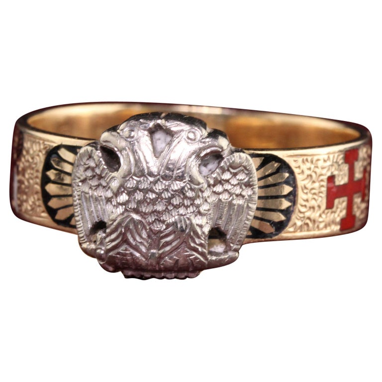 Antique Victorian 14K Yellow Gold Masonic 32nd Degree Order Ring at ...