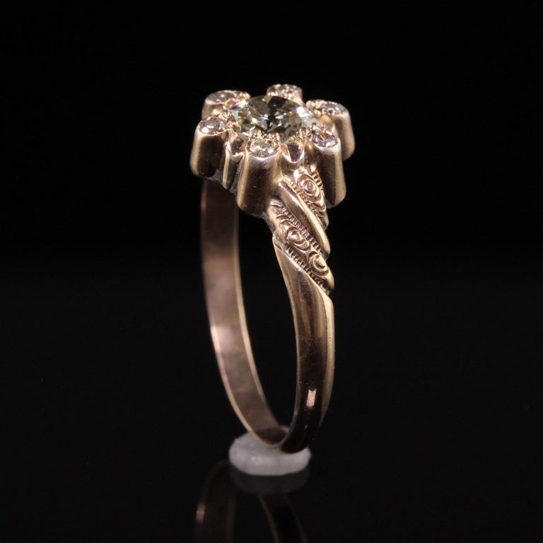 Antique Victorian 14K Yellow Gold Old European Diamond Engagement Ring ...