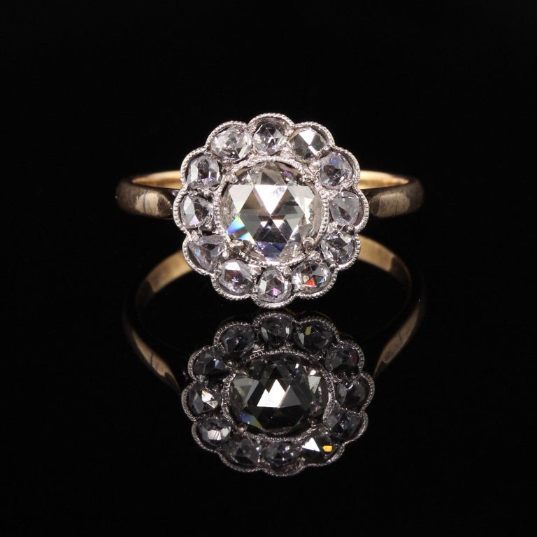 Antique Victorian 14 Karat Yellow Gold Rose Cut Diamond Engagement Ring ...