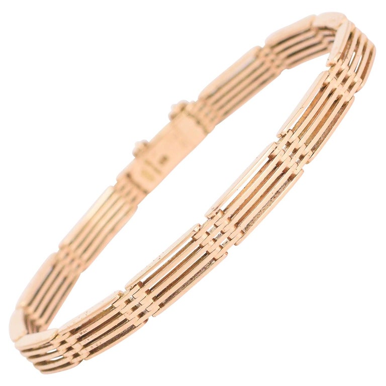 Antique Victorian 15 Karat Gold Gate-Link Bracelet at 1stDibs