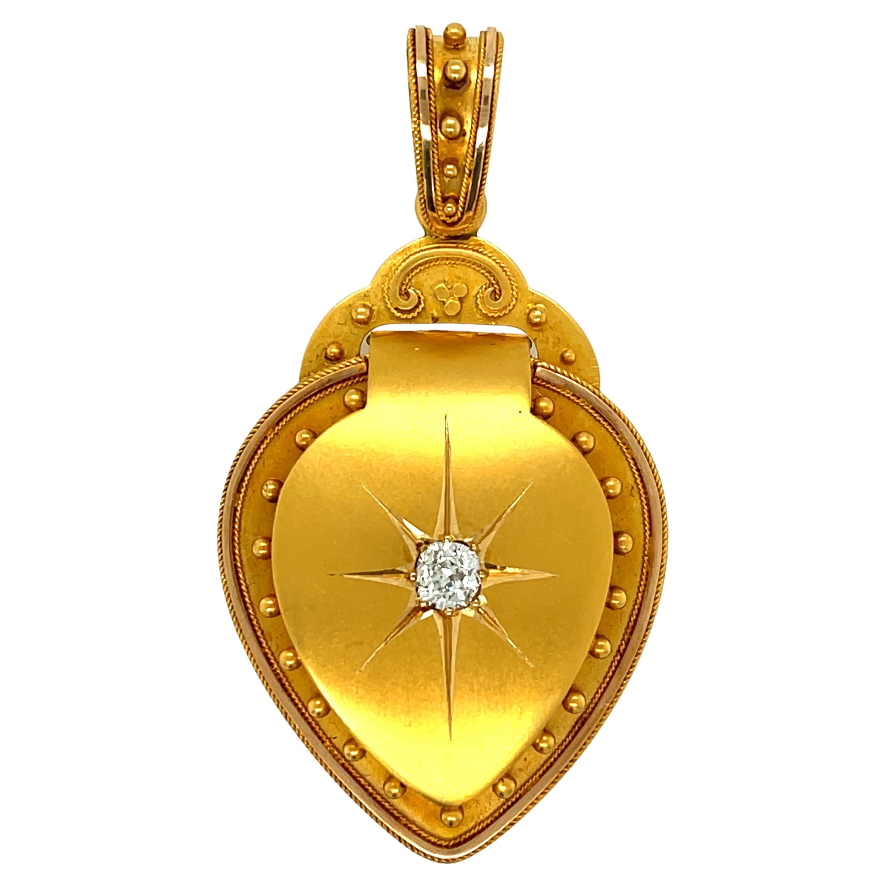 Victorian Enamel Onyx Mine Cut Diamond Gold Locket at 1stDibs