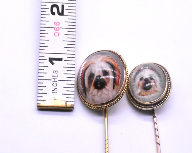 Antique Victorian 15K Essex Crystal Maltese Dog Stick Pin, Pink and ...