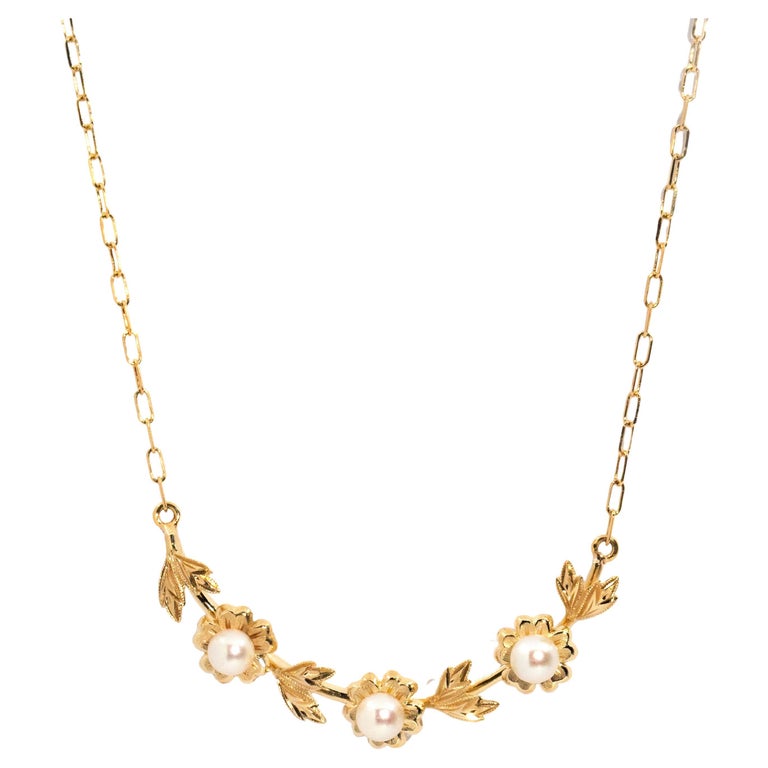 Antique Victorian 18 Carat Gold Reinvented Akoya Pearl Necklet with ...