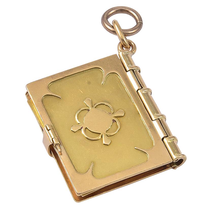Antique Victorian 18 Karat 5 Page Book Pendant For Sale at 1stDibs