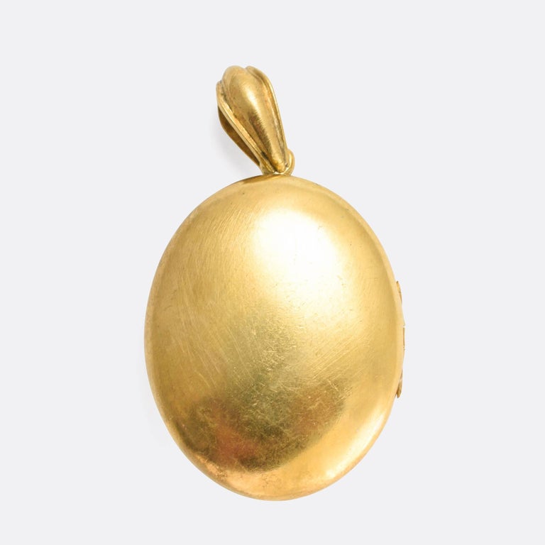 Antique Victorian 18 Karat Gold "AEI" Oval Locket Necklace at 1stDibs