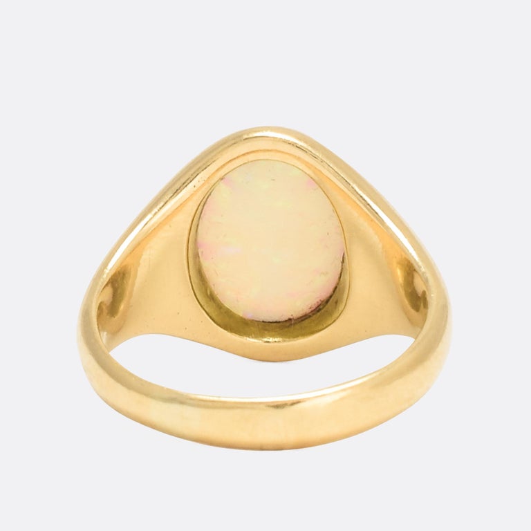 Antique Victorian 18 Karat Gold Opal Signet Ring at 1stDibs