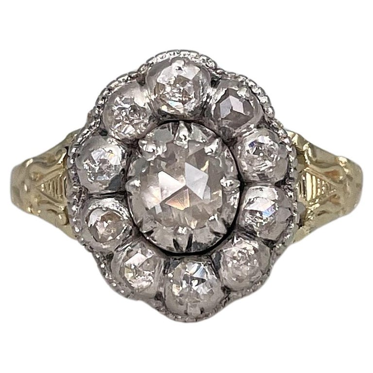 Antique Victorian 18 Karat Gold Rose Cut Diamond Engagement Cluster ...