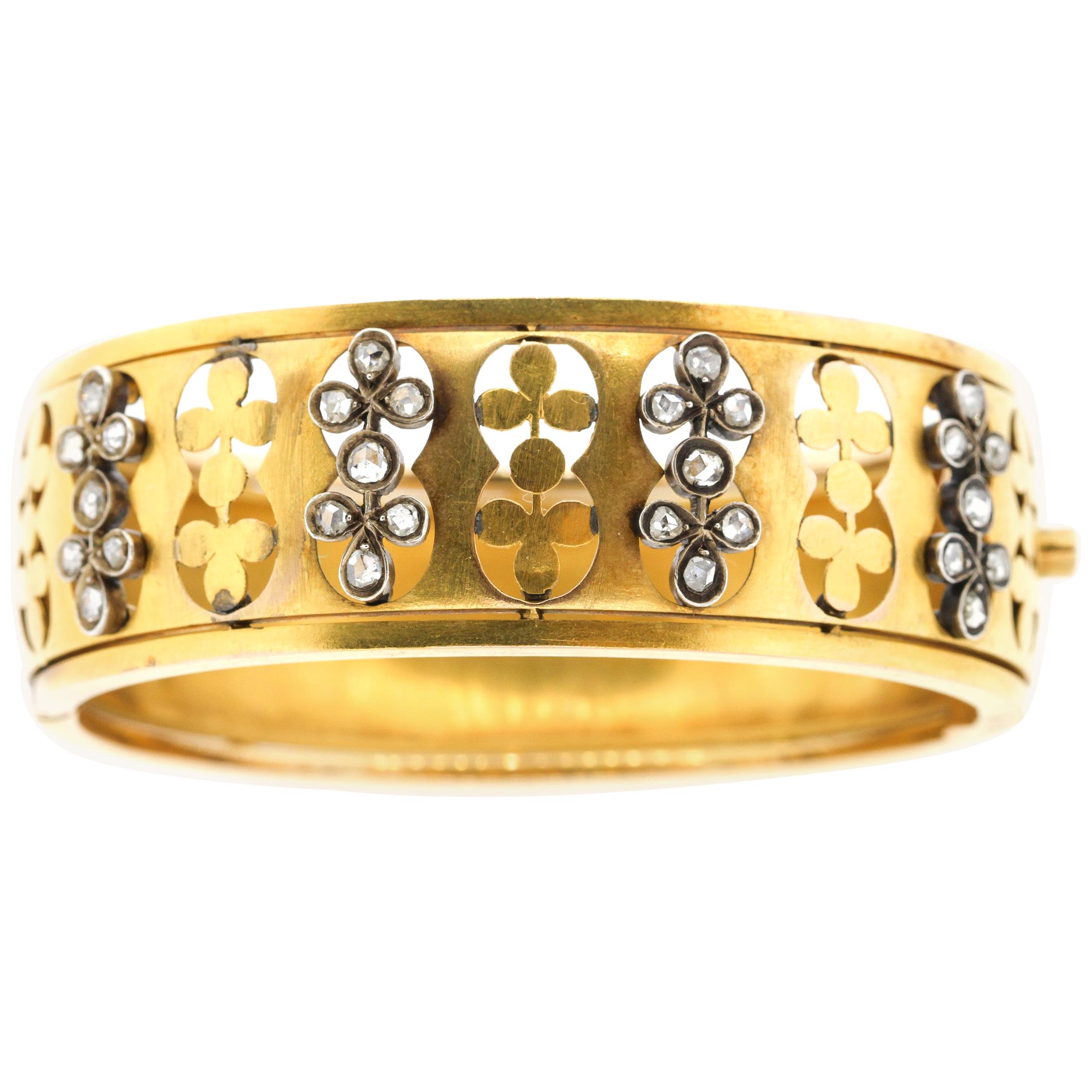 Antique Dutch Victorian Diamond Bangle, 1890s at 1stDibs