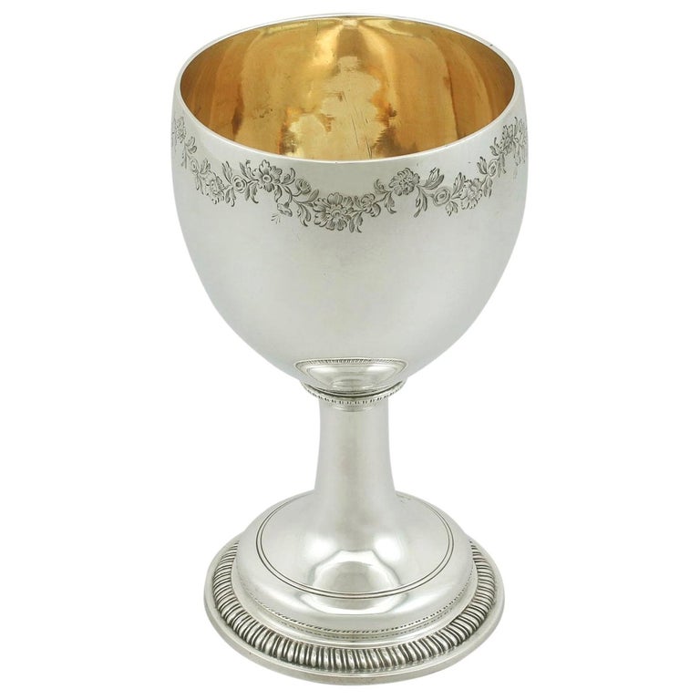 Antique Victorian 1850s Sterling Silver Goblet For Sale at 1stDibs