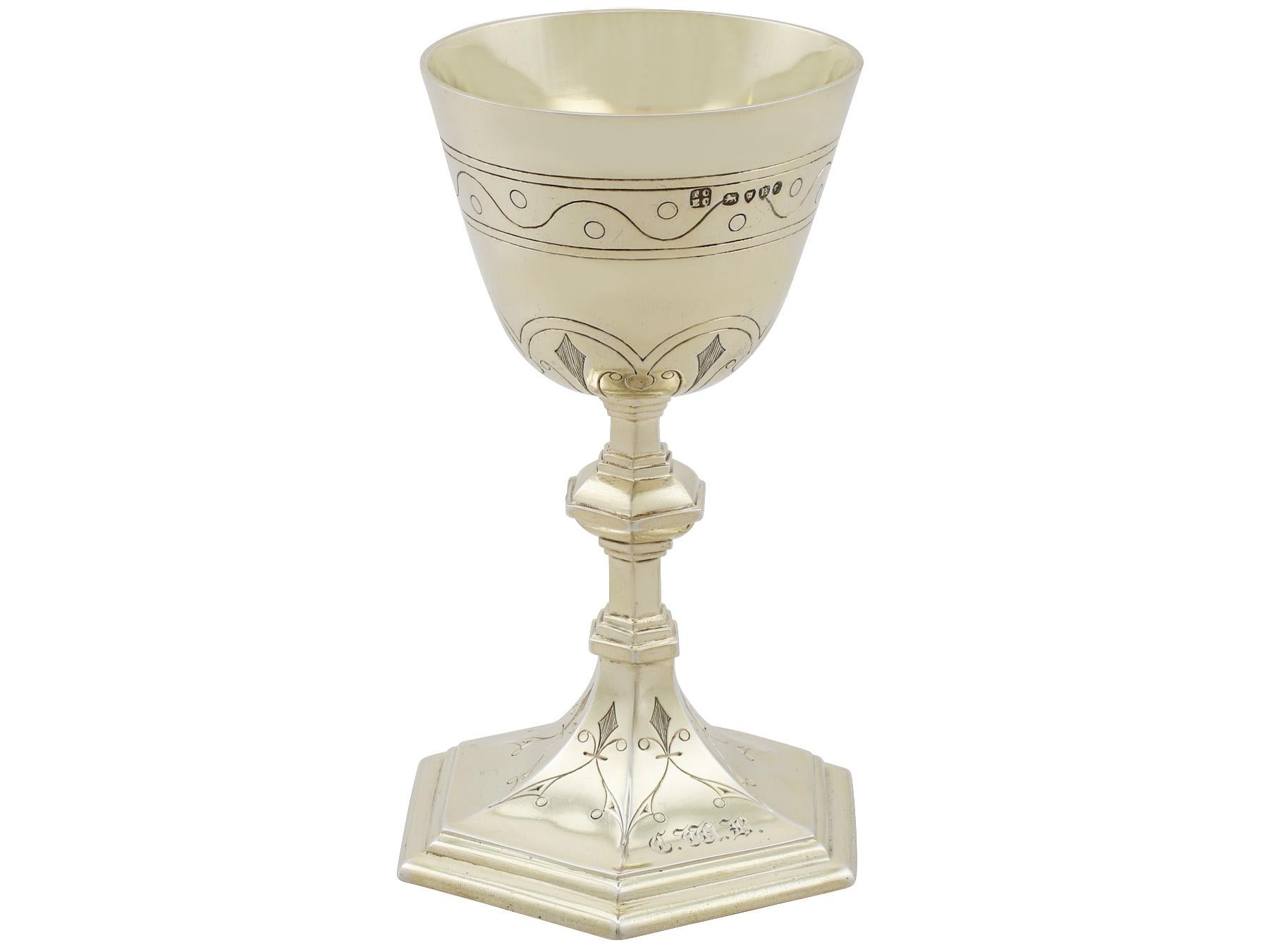 Antique Victorian Sterling Silver Gilt and Cranberry Glass Communion ...