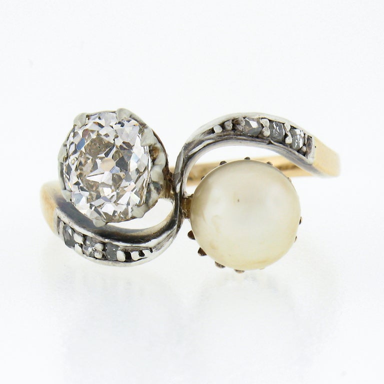Antique Victorian 18k Gold and Silver Old Mine Cushion Diamond and ...