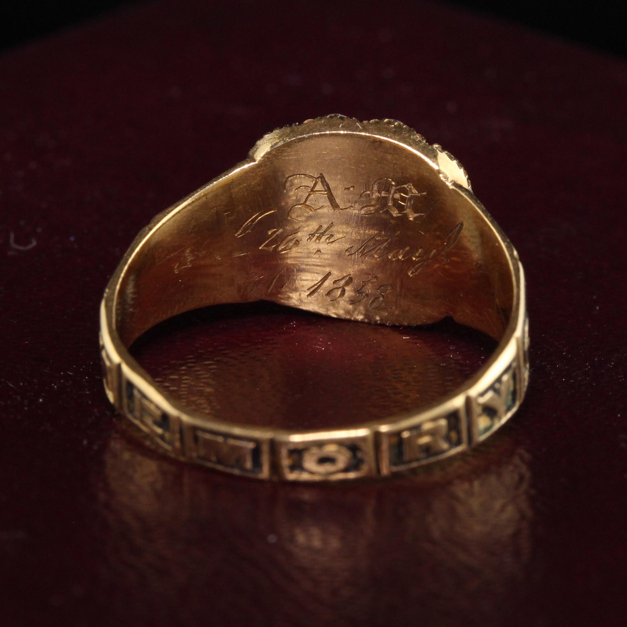 Antique Victorian 18K Yellow Gold Enamel Pearl in Memory of Mourning ...