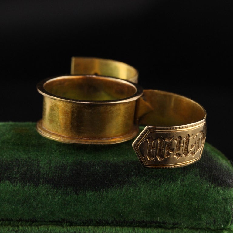 Antique Victorian 18 Karat Yellow Gold Engraved Mourning Ring at 1stDibs