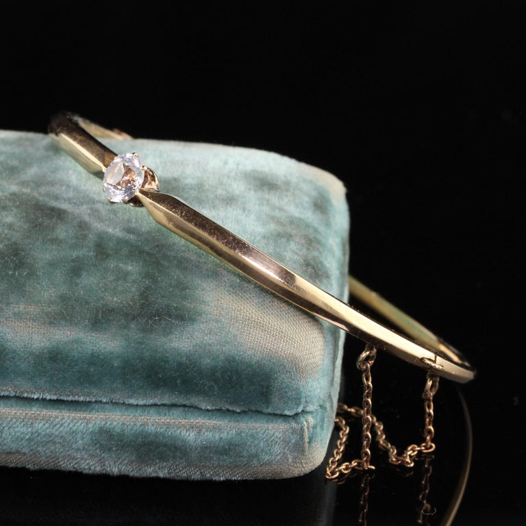 Antique Victorian 18K Yellow Gold French Paste Knife Edge Bangle Bracelet For Sale at 1stDibs
