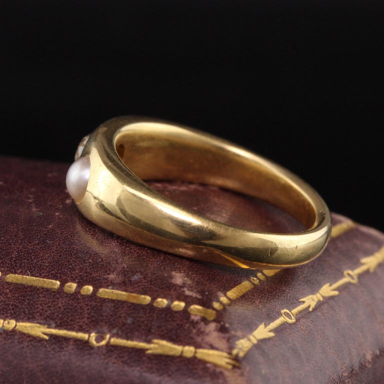 Antique Victorian 18K Yellow Gold Old European Diamond Pearl Three ...
