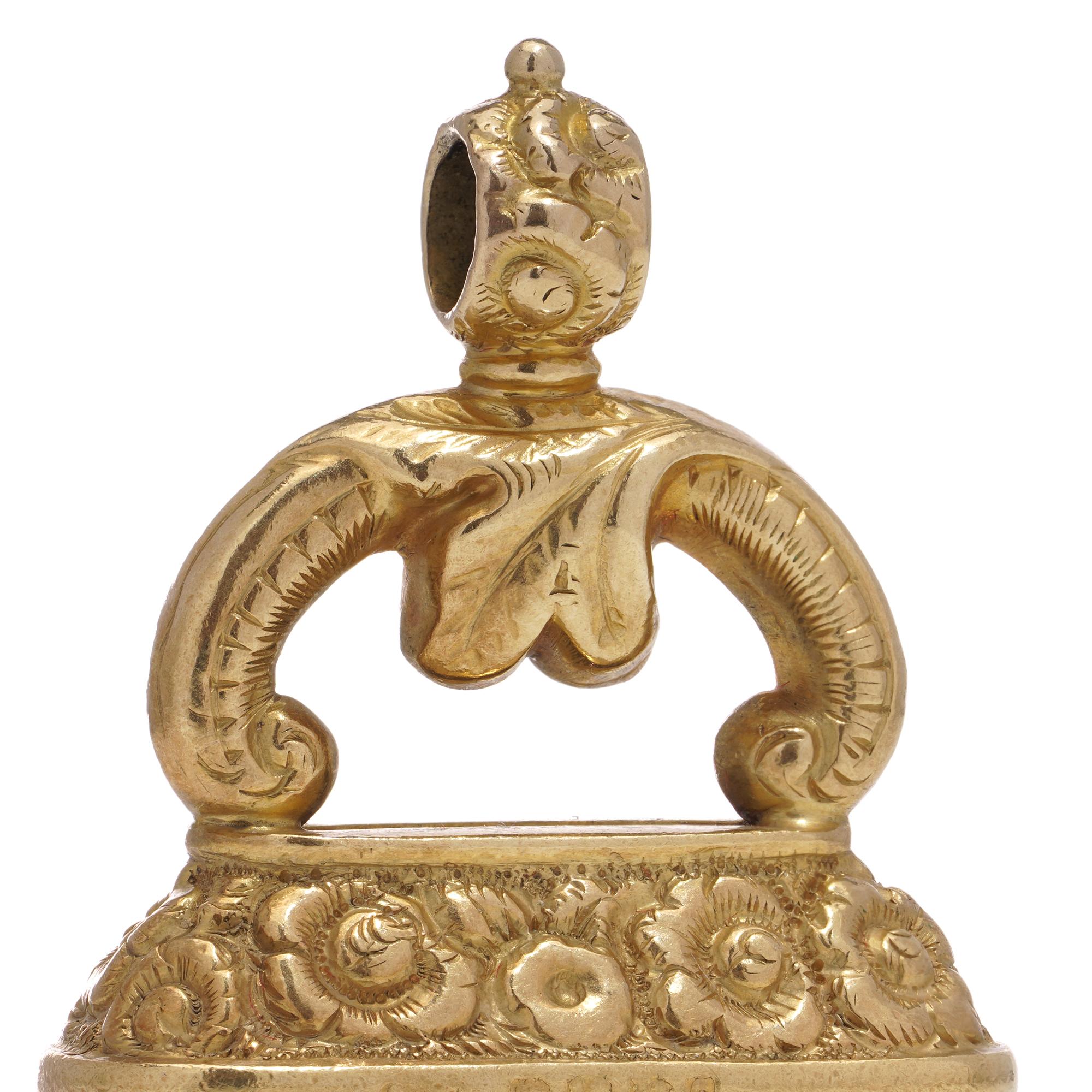 Antique Victorian 18kt Gold Amethyst Seal Fob Pendant For Sale at 1stDibs