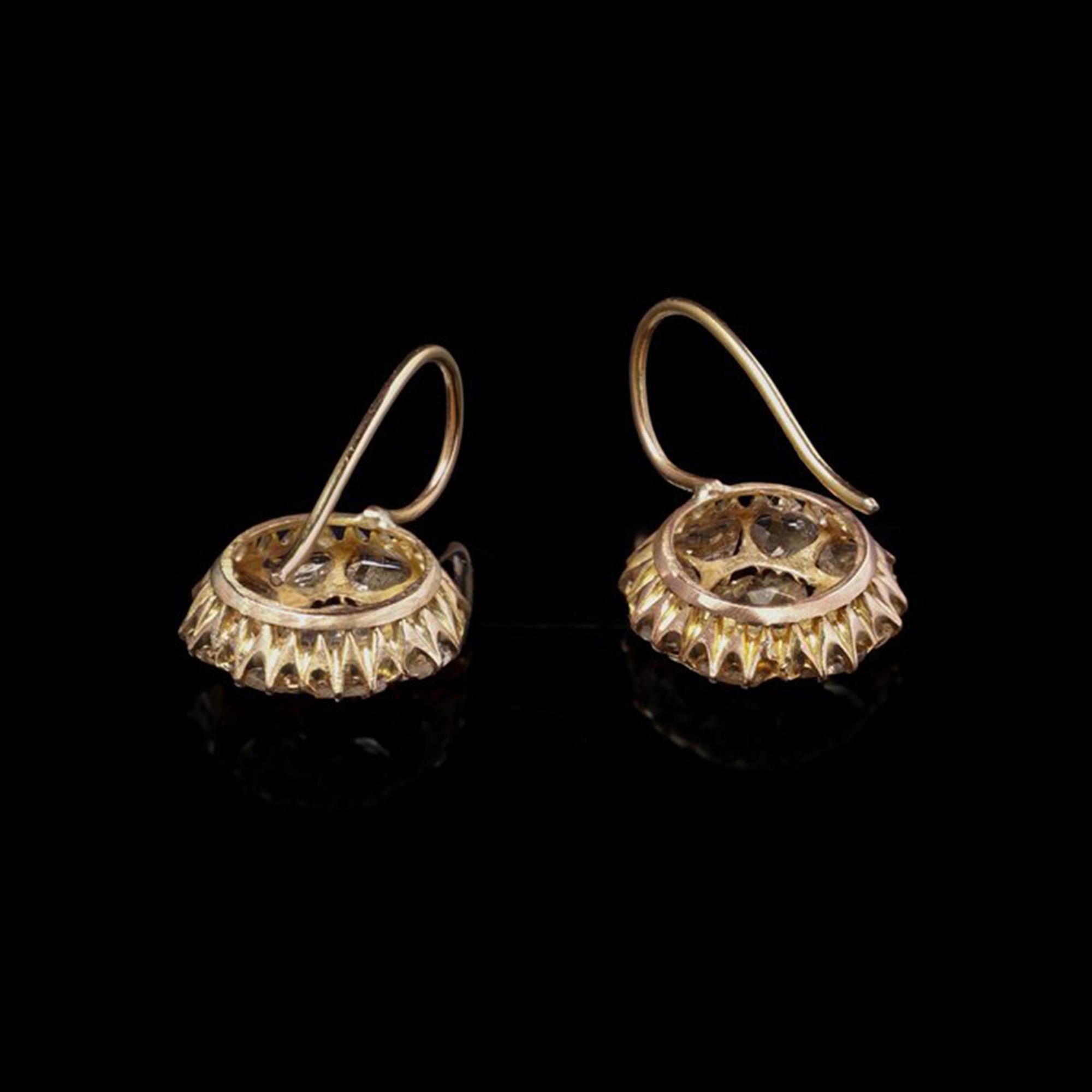 Antique Victorian 18kt Yellow Gold Rose-Cut Diamond Earrings For Sale ...