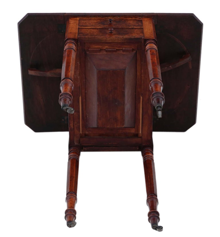 Antique Victorian 19th Century Burr Walnut Drop Leaf Work Table For ...