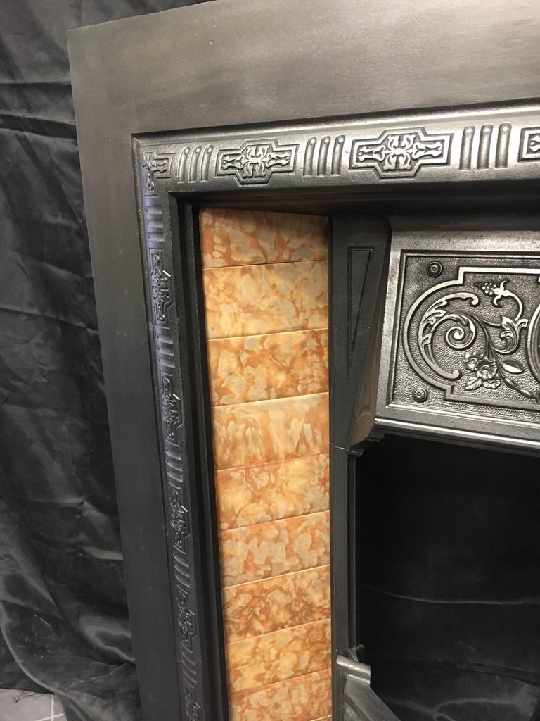 Antique Victorian 19th Century Cast Iron Tiled Fireplace Insert at 1stdibs